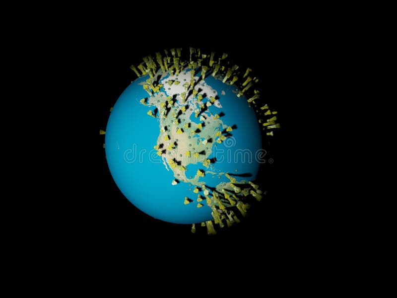Digital Image Corona Virus on Planet Earth by Continents Stock ...