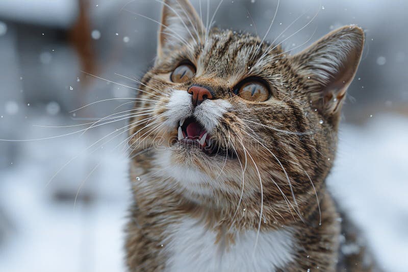 Digital Image of Curious Cat is Holding Its Mouth Open and Wondering ...