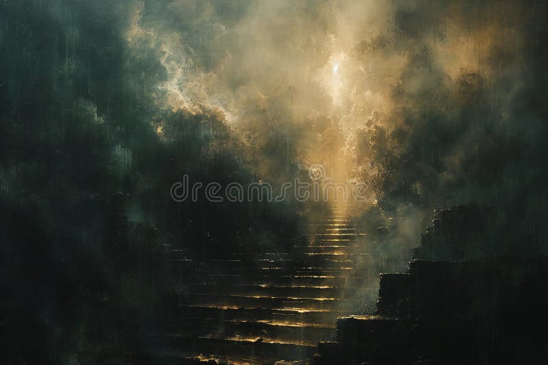 Digital Image of Image of a Dark Scene with a Light Coming Up from it ...