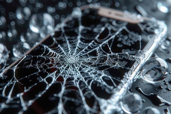 Digital Image of the Delicate Spider Web Pattern on the Screen of the ...