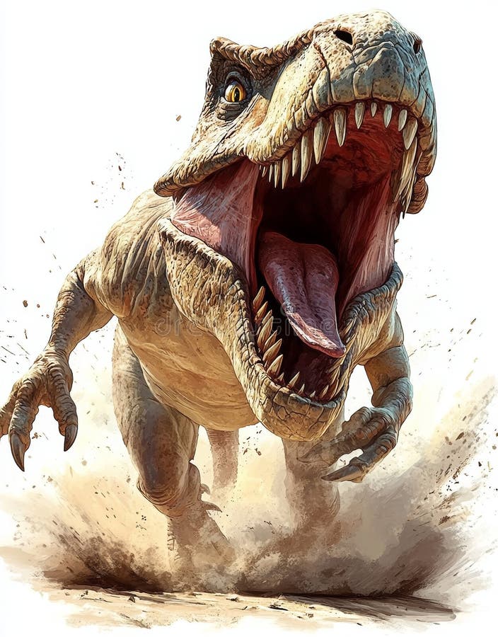 Digital Image Depicting a Running Dinosaur Stock Image - Image of print ...