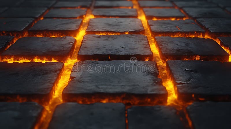 Glowing Stone Pavement Inferno Path of Fire Stock Illustration ...