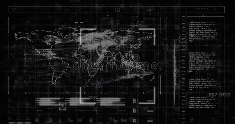 Digital Image Displays Data Analysis and Earth Map on a Green Screen ...