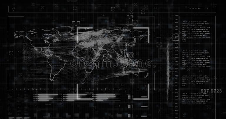 Digital Image Displays Data Analysis and Earth Map on a Green Screen ...