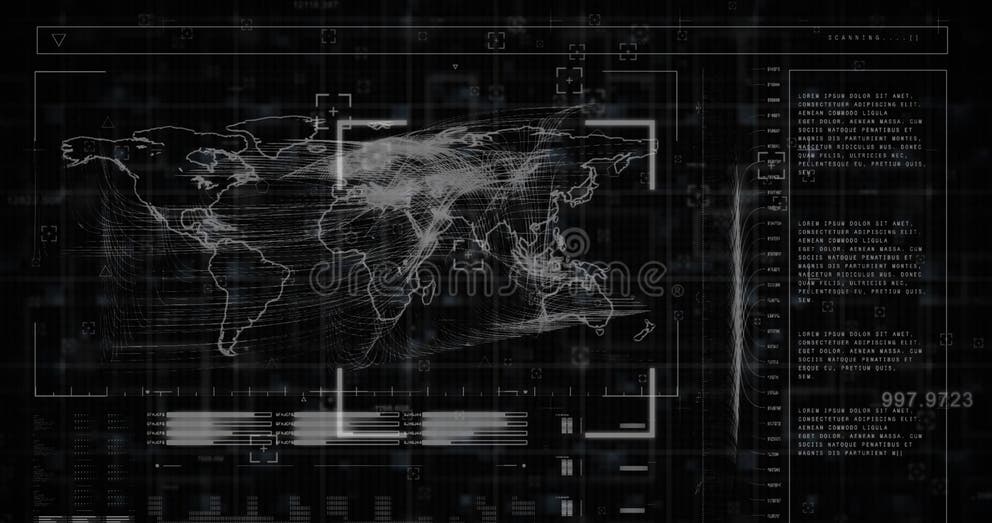 Digital Image Displays Data Analysis and Earth Map on a Green Screen ...