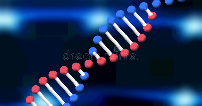 Digital Image of Dna Structure Spinning Against Blue Spots of Light on ...