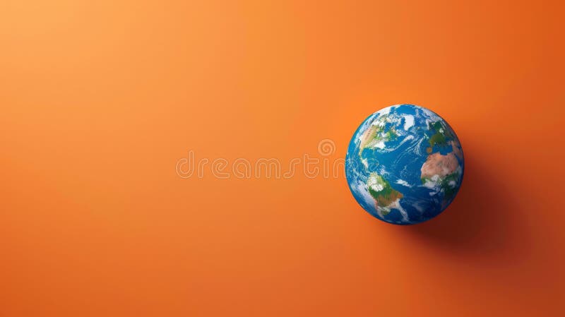 Digital Image of Earth Against a Bright Orange Background. Symbolizes ...