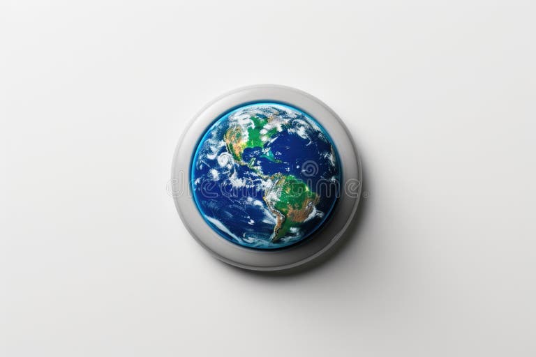 A Digital Image of an Earth Globe Button Icon Stock Illustration ...