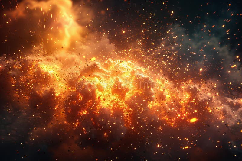 Digital Image of Explosion and Burst Fire, High Quality, High ...