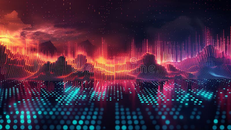 Pixelated Audio Waveforms Rendering Stock Illustration - Illustration ...