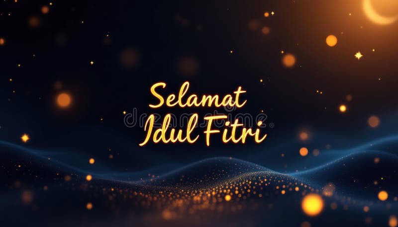 Selamat Idul Fitri Greeting with Sparkling Background Stock ...
