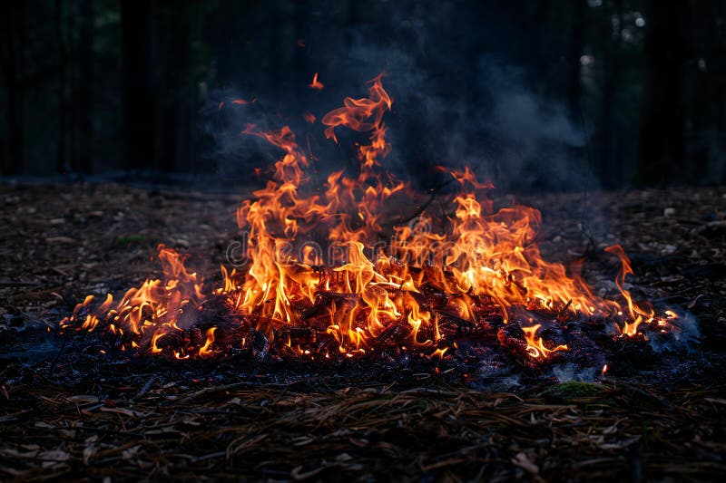 Digital Image of Fire Burning, Smoke, Flame, Black Background, High ...