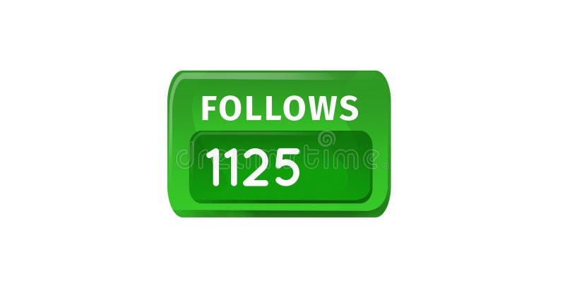 Digital Image of a Follower Icon in a Green Button Increasing in Number ...