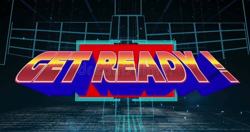 Digital Image of Get Ready Text Banner Over Abstract Neon Shapes ...