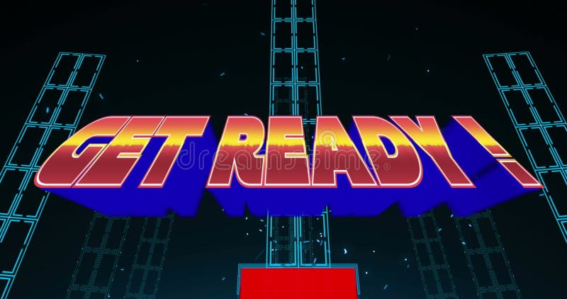 Digital Image of Get Ready Text Banner Over Abstract Neon Shapes ...
