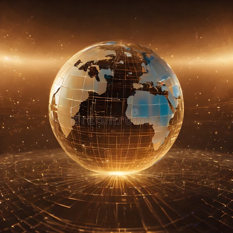 Digital Image of Globe. Futuristic Global Internet Network Background ...
