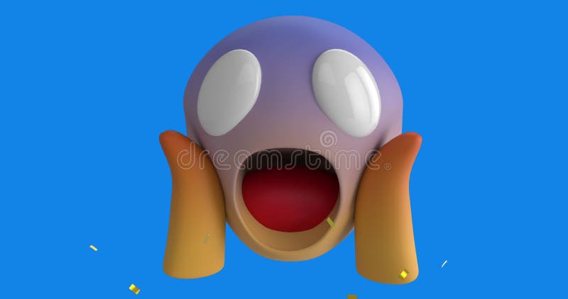 Digital Image of Golden Confetti Falling Over Surprised Face Emoji ...