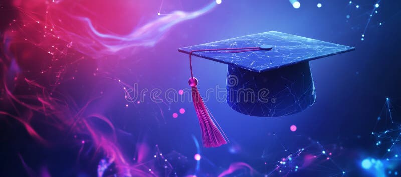 A Digital Image of a Graduation Cap Formed by Shining Data Links ...