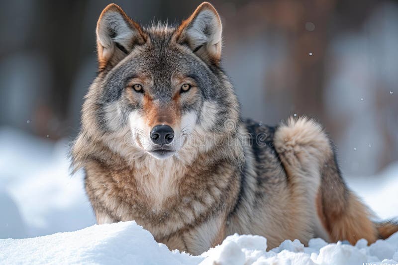 Digital Image of Gray Wolf in the Snow, High Quality, High Resolution ...