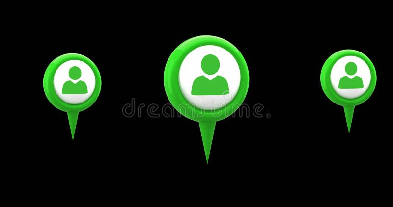 Digital Image of Green Map Pins with Profile Icon in the Middle ...