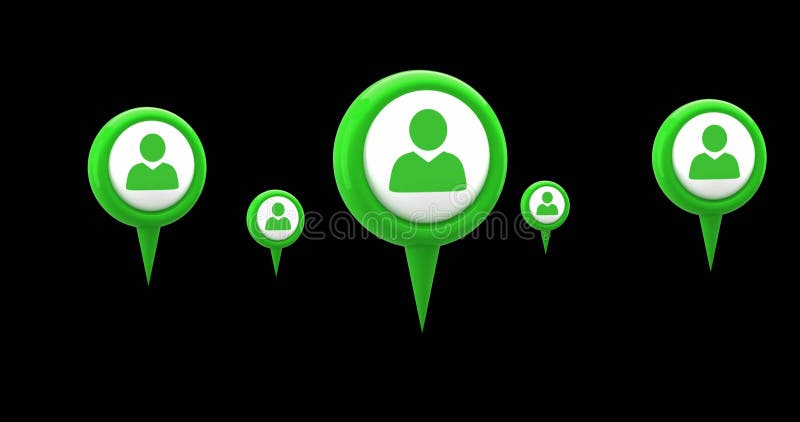 Digital Image of Green Profile Icon on Pins Hovering in the Middle of ...