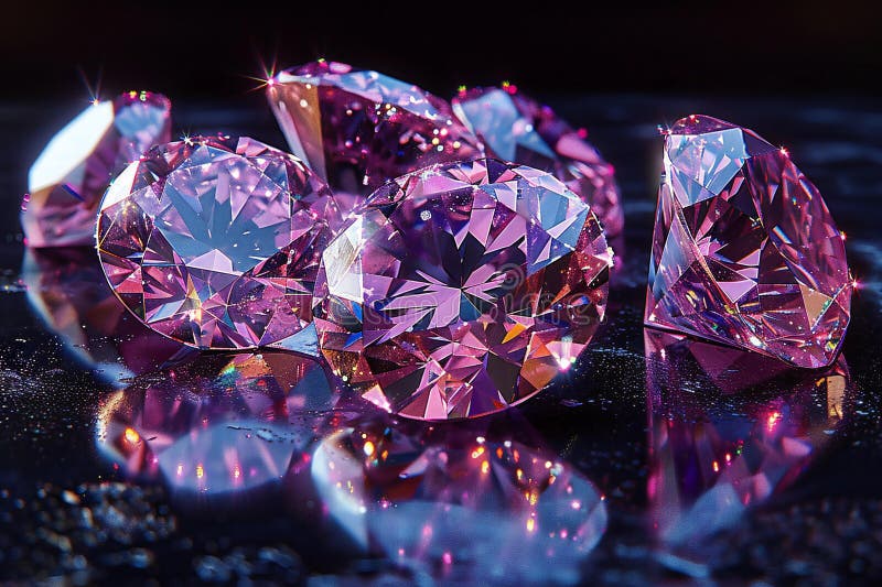 Digital Image of Group of Purple Diamonds with Varying Sizes and Shapes ...