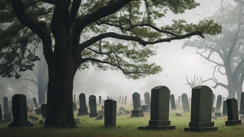 A Digital Image Illustrating a Fascinatingly Diverse Cemetery with a ...