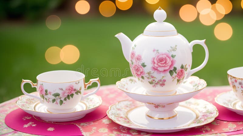 A Digital Image Illustrating a Harmoniously Balanced Tea Set AI ...