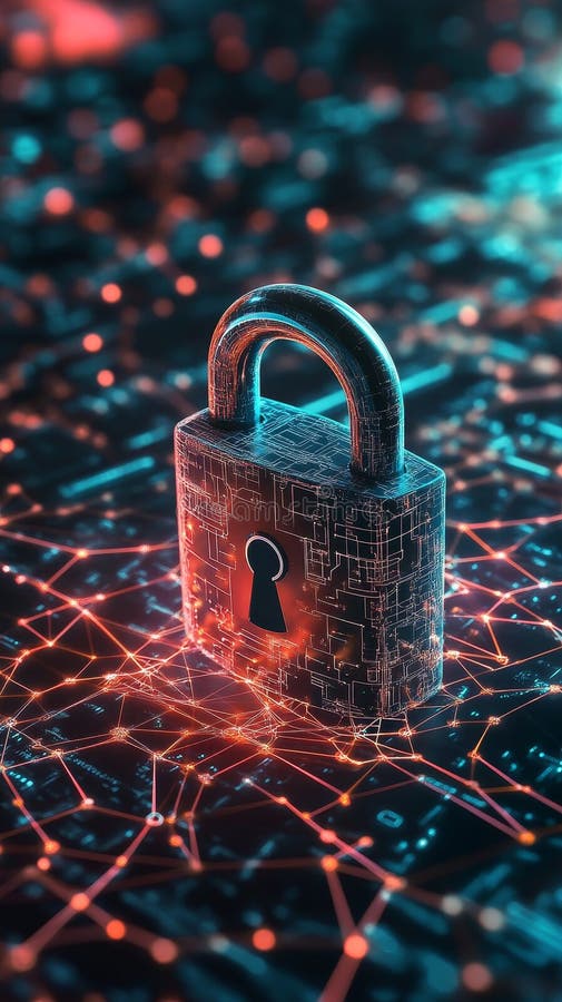 A Digital Image of a Keyhole with a Red Lock on it Stock Illustration ...