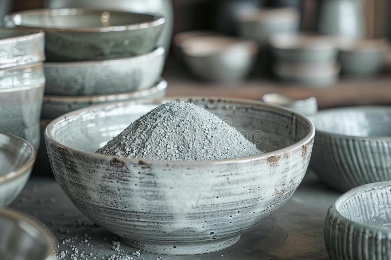 Digital Image of Large Bowl of Grey Powder on the Table, High Quality ...