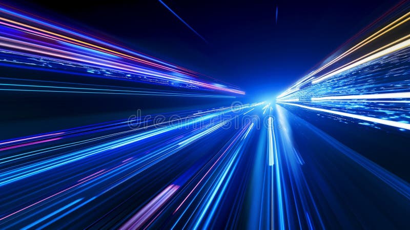 Digital Image of Light Rays, Stripes Lines with Blue Light, Speed and ...
