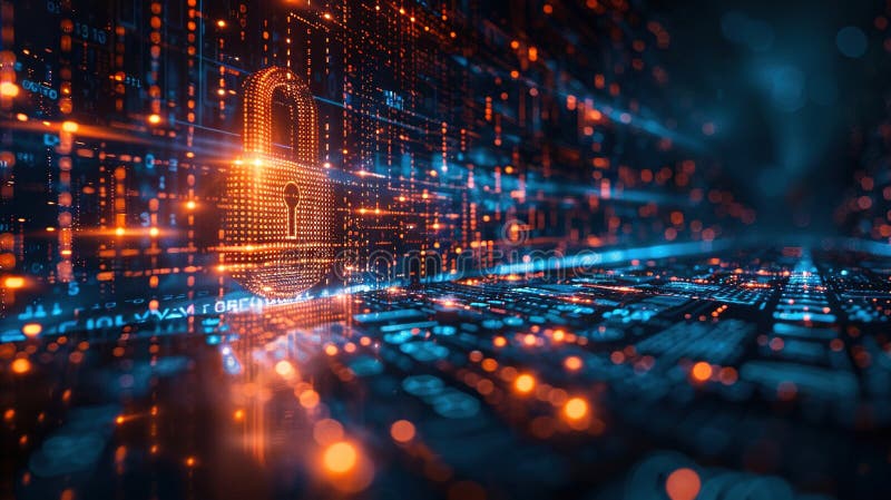 Digital Image of the Lock. the Concept of Aesthetic Security. Big Data Flow. Modern Data Safety ...