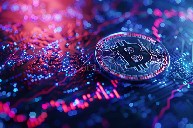 Modern Banner Design with Bitcoin Logo and Trading Chart on a Dark Blue ...