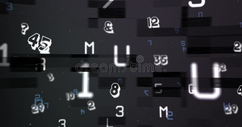 Digital Image of Multiple Changing Numbers and Alphabets Against Black ...