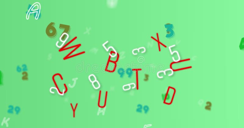 Digital Image of Multiple Changing Numbers and Alphabets Against Green ...