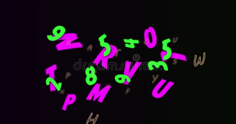 Digital Image of Multiple Changing Numbers and Alphabets Floating ...