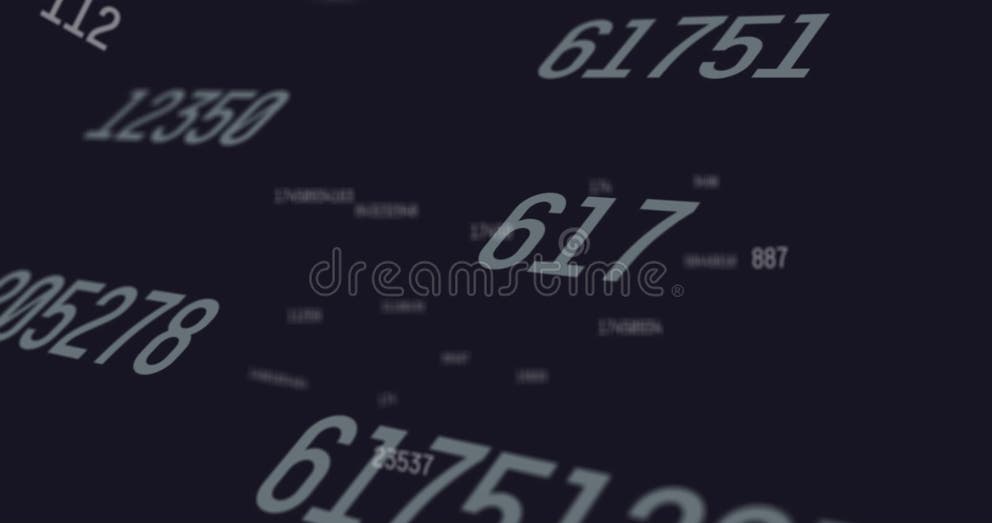Digital Image of Multiple Changing Numbers Moving and Floating Against ...