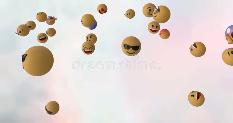 Digital Image of Multiple Face Emojis Floating Over Abstract Texture on ...