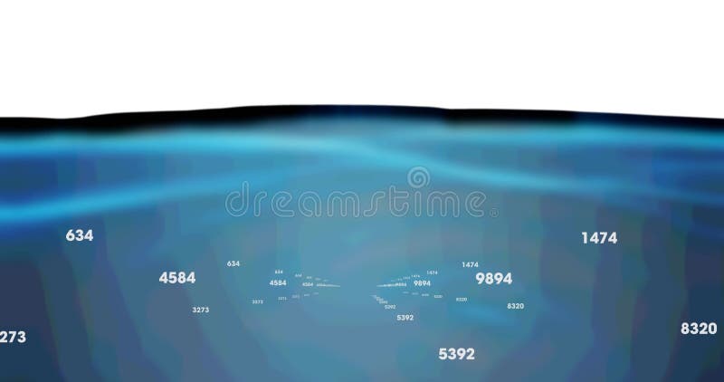 Digital Image of Multiple Increasing Numbers Against Blue Liquid ...
