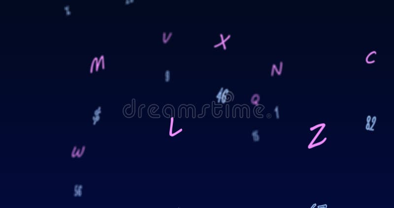 Digital Image of Multiple Numbers and Alphabets Floating Against Blue ...