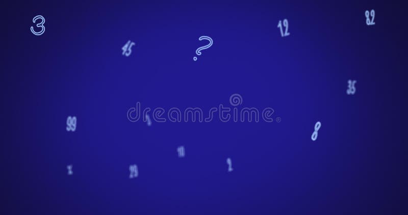 Digital Image of Multiple Numbers and Symbols Falling Against Blue ...