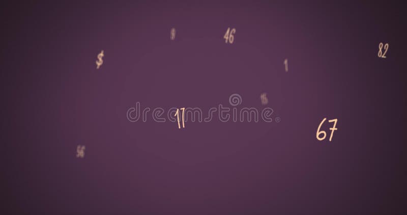 Digital Image of Multiple Numbers and Symbols Floating Against Purple ...