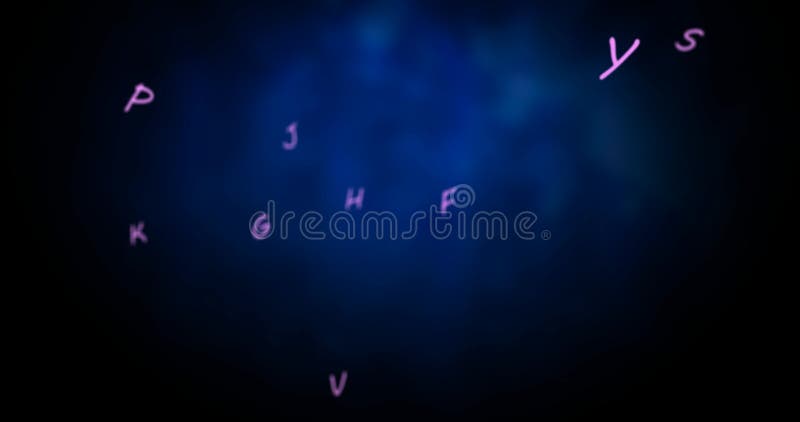 Digital Image of Multiple Purple Alphabets Floating Over Glowing Blue ...