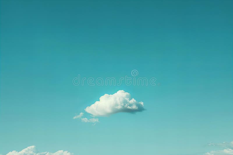 Digital Image of One Small White Cloud in the Blue Sky, Minimalism ...