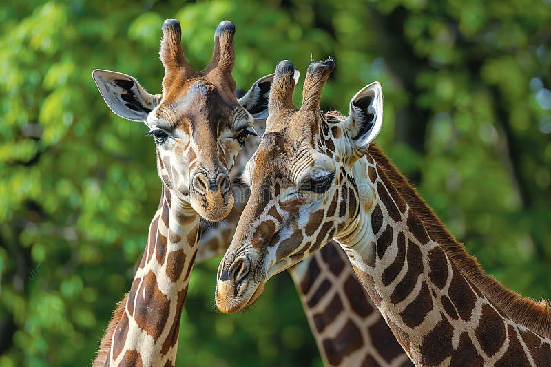 Digital Image of Pair of Giraffes with Their Heads Touching Each Other ...