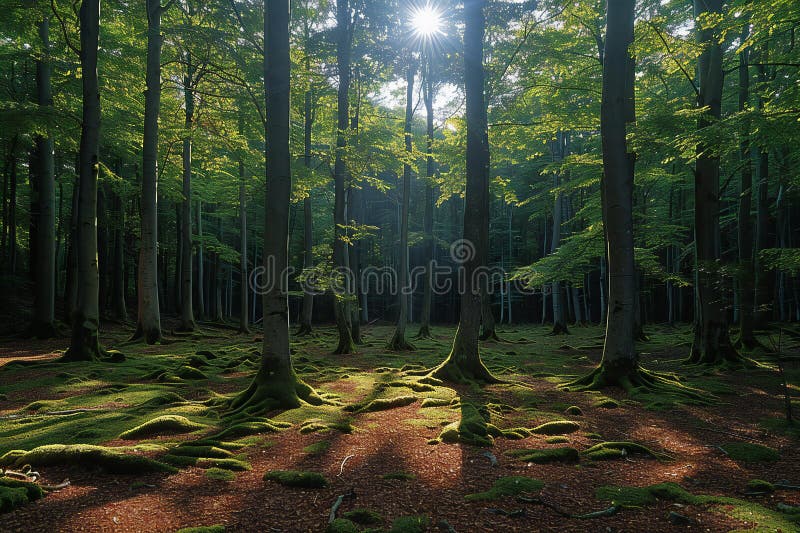 Digital Image of Panoramic Photo of a Dense Beech Forest, in Full Frame ...