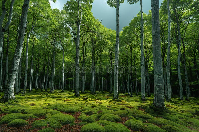 Digital Image of Panoramic Photo of a Dense Beech Forest, in Full Frame ...