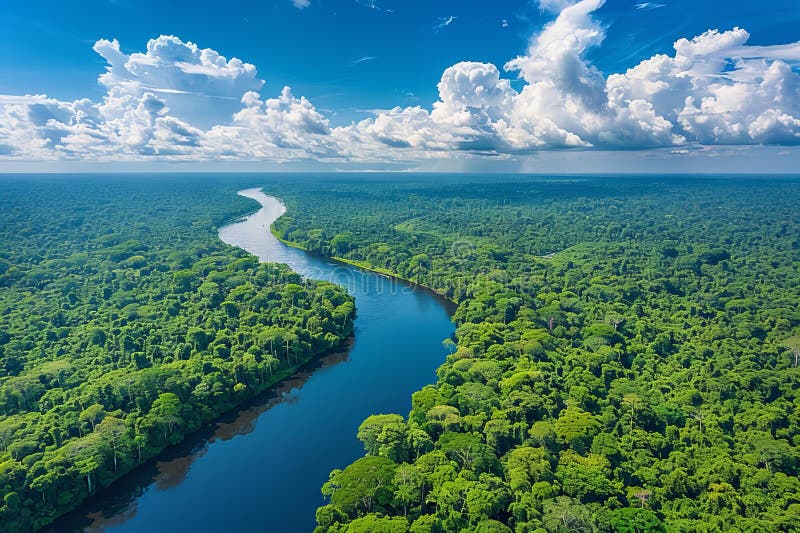 Digital Image of Panoramic View of the Amazon Rainforest and River ...