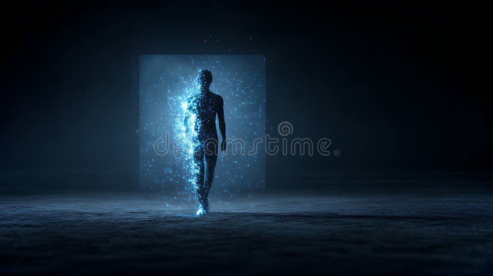 A Digital Image of a Person Teleporting through a Virtual Border on ...
