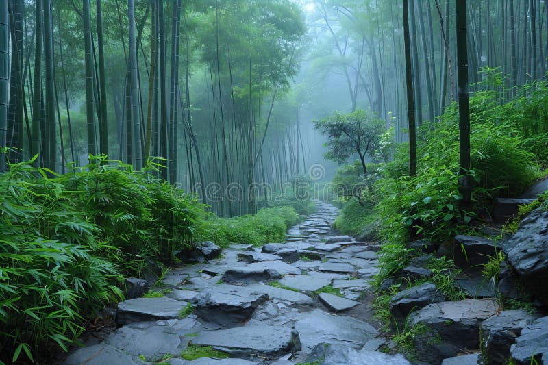 Digital Image of Photograph of an Ancient Chinese Bamboo Forest, with ...